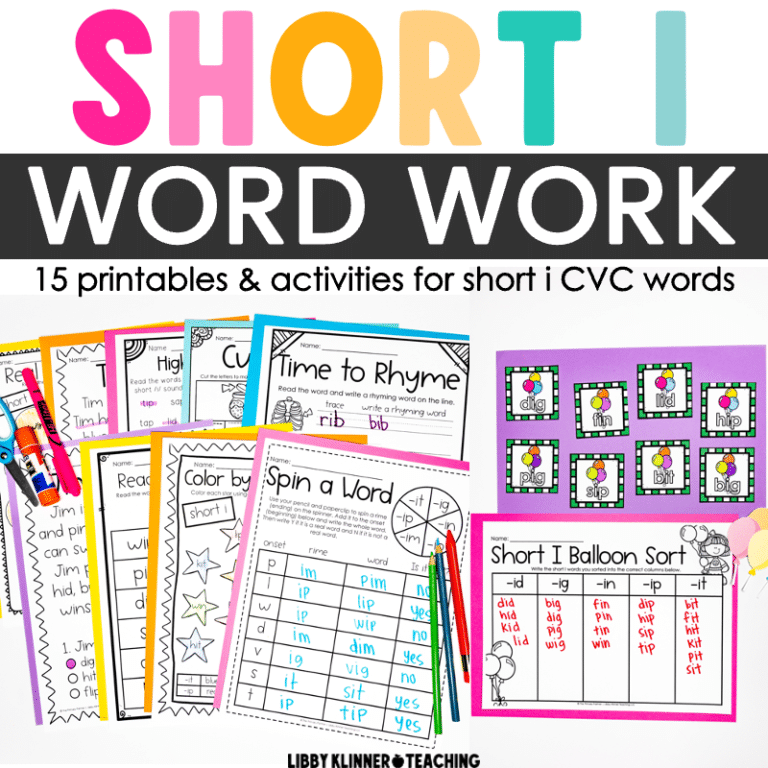 Short I Word Work | Printables & Activities for Literacy Centers ...