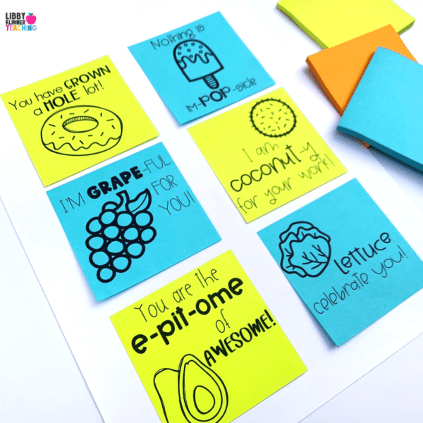 Positive Behavior Rewards | Printable Sticky Note Designs - FOOD PUNS ...