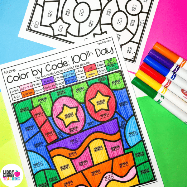 Color by Code: 100th Day Color by Number Activity for Number Sense ...