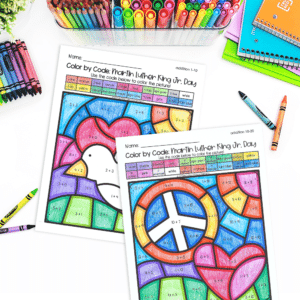 Color by Code: MLK Jr. Day Color by Number Activity for Addition ...
