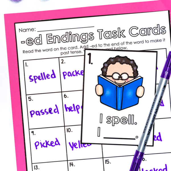 Inflectional Ending -ED Activities - Past Tense Verbs - Grammar Games ...