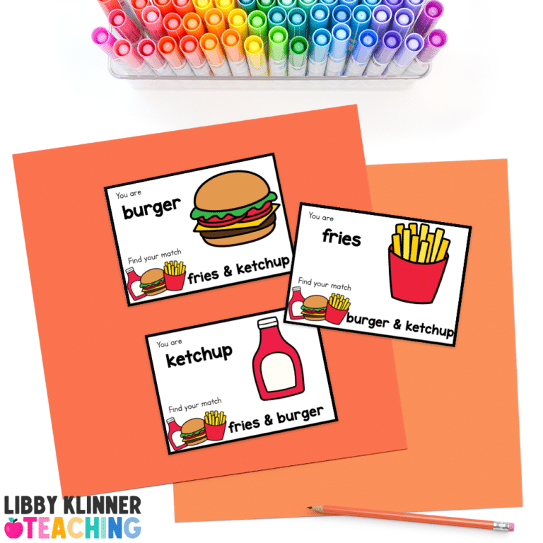 Student Partner Cards for Management - Food Pairs - Libby Klinner Teaching