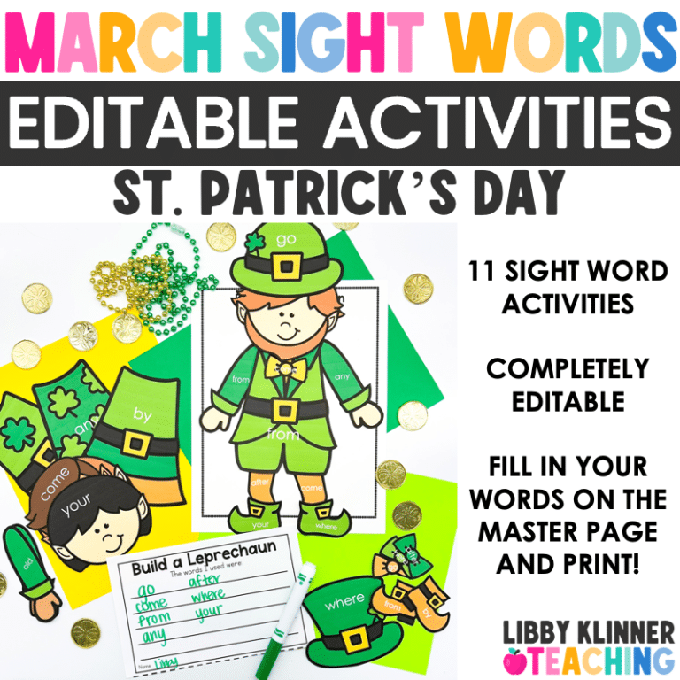 EDITABLE St. Patrick's Day Sight Word Activities | March Sight Words ...