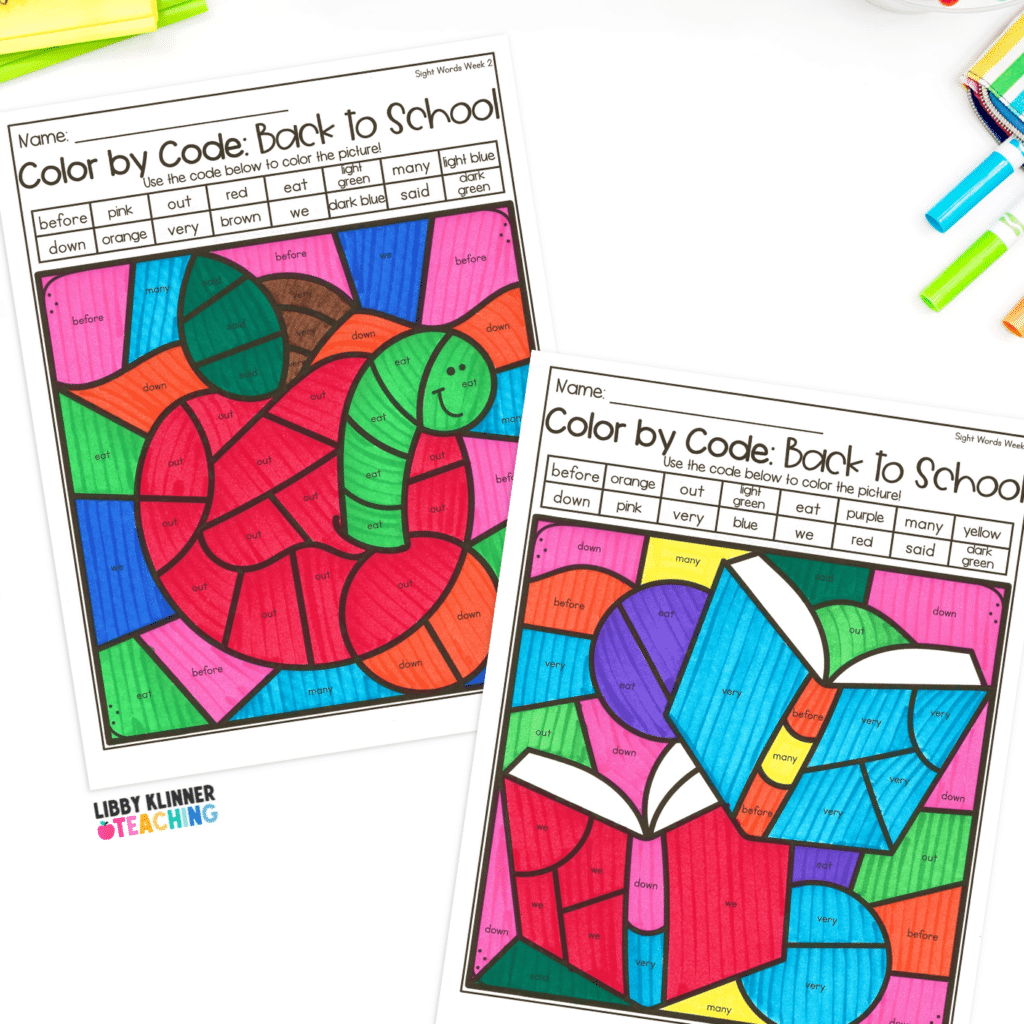 Color by Code Editable Back to School Activity - August Early Finisher ...
