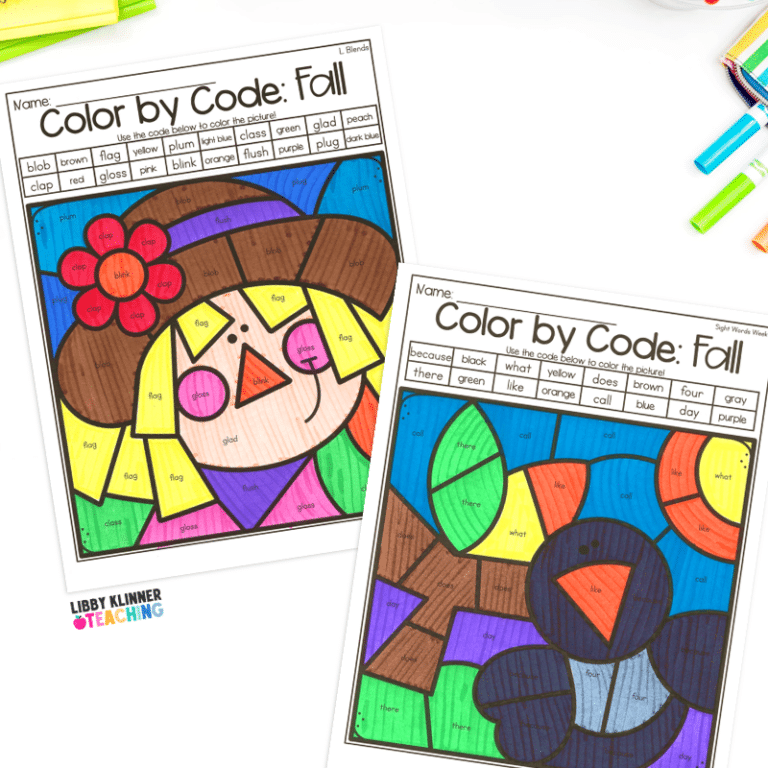 Color by Code Editable Fall Activity - Autumn Early Finisher Pages ...